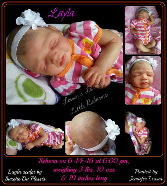 Layla (sculpt by Suzette Du Plessis) reborn doll by Jennifer Lesser ...
