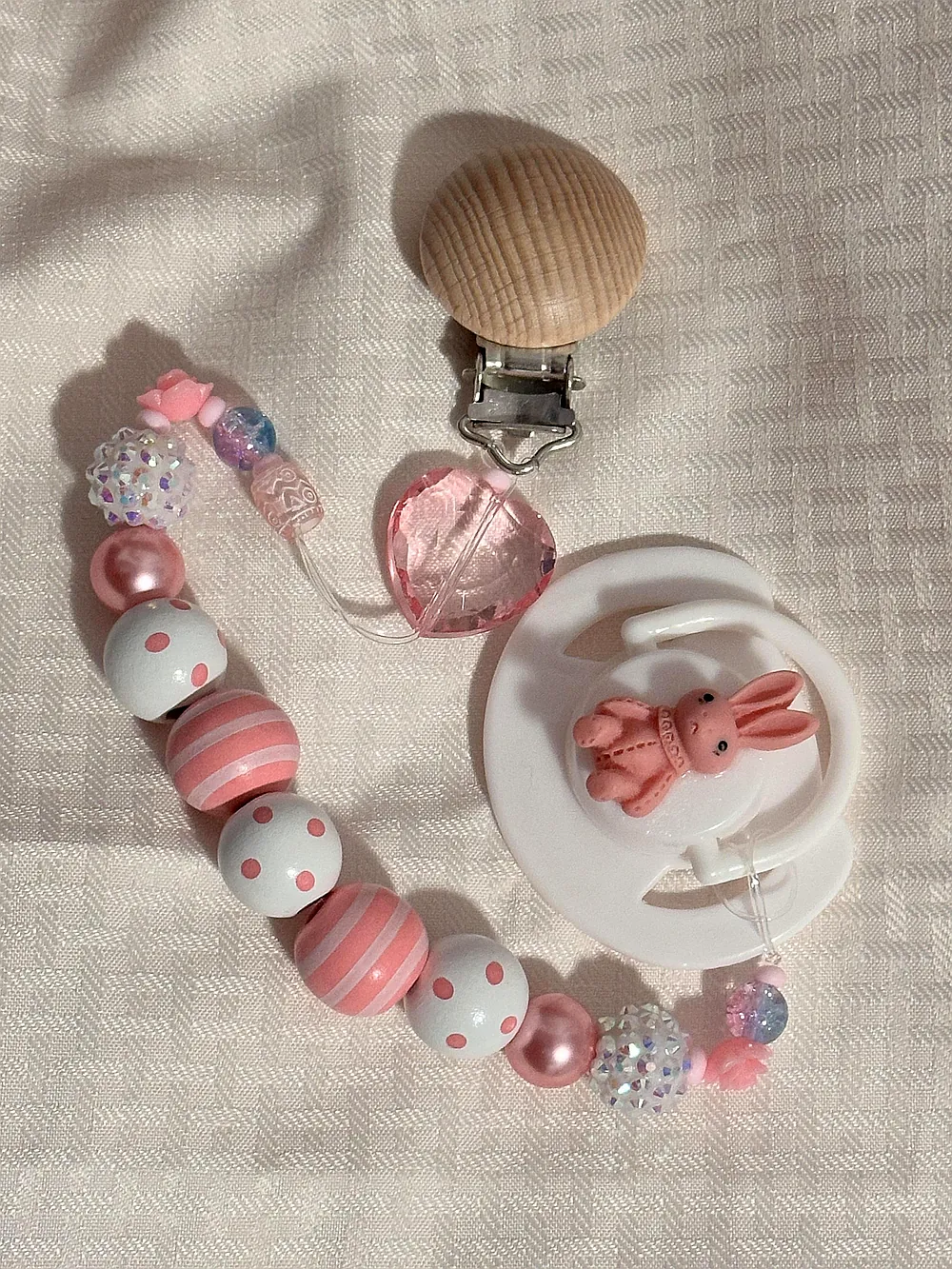 Pink bunny paci& clip by Leah Nisbet on Reborns