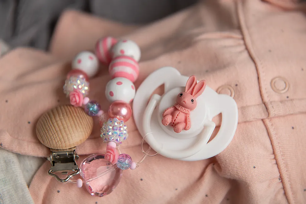Pink bunny paci& clip by Leah Nisbet on Reborns