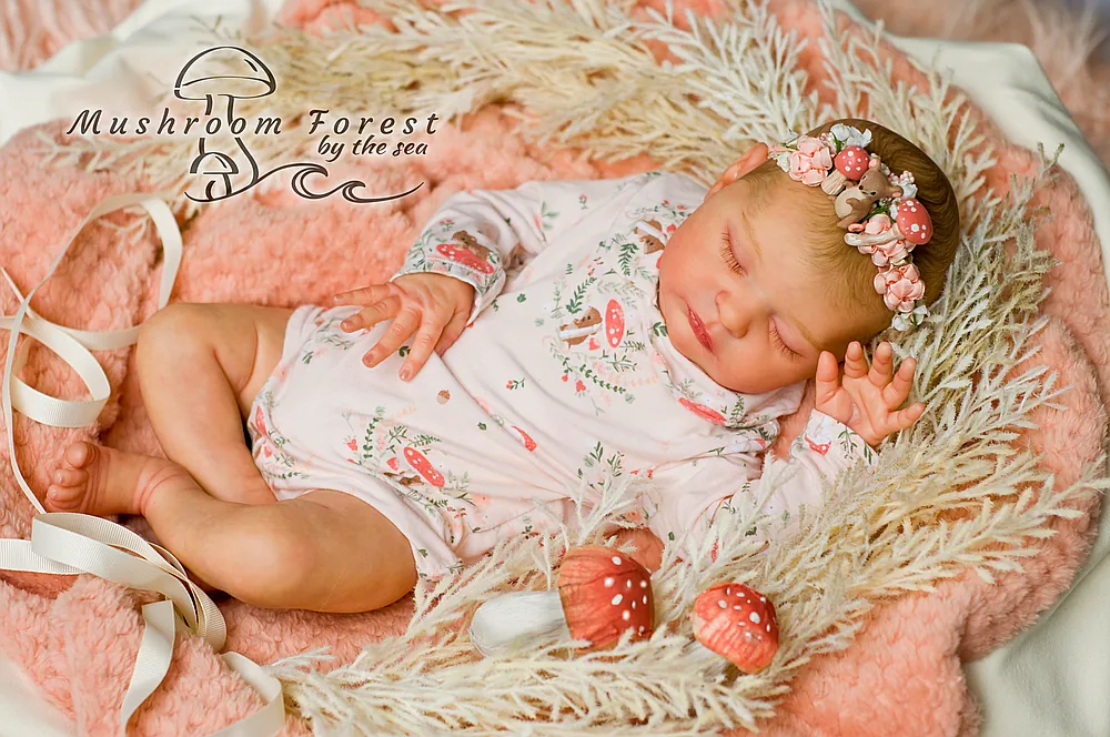Laura pre-owned reborn doll by Deborah Miller | Mushroom Forest Nursery