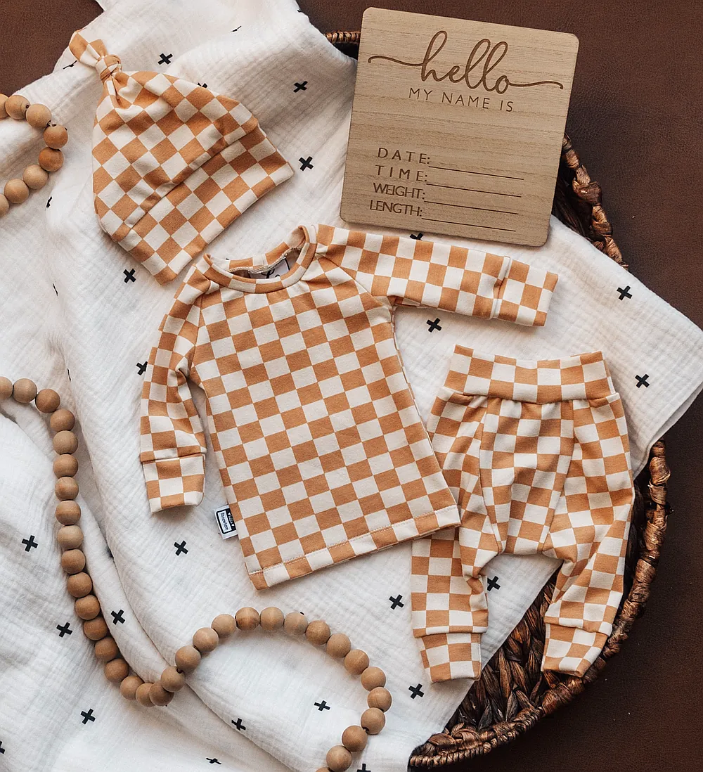 Sand/Cream Checker PJ Set by morgan barksdale from Morgan Barksdale on ...